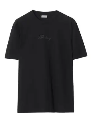 Burberry Rib-knit Crewneck T-shirt With Embroidered Lettering - Nero