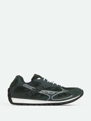 Bottega Veneta Lace-up Technical Fabric Suede & Mesh Sneaker With Rubber Sole - Verde