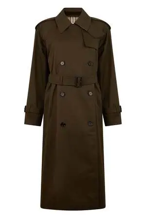 Burberry Long Trench Coat With Belt - Brown