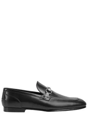 Gucci Low-cut Leather Flat Loafers With Silver-tone Hardware - Nero