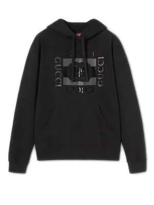 Gucci Interlocking G Print Cotton Hooded Sweatshirt With Drawstring
