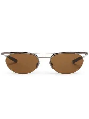 Saint Laurent SAINT LAURENT Oval Sunglasses With Metal Temples Marrone