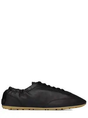 Saint Laurent Leather Sneakers With Elasticized Heel - Nero