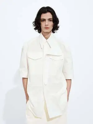 Bottega Veneta Detachable Throat Latch Short-sleeve Shirt - Bianco