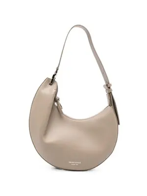 Emporio Armani Medium Leather Hobo Bag - Grey