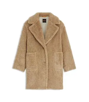 BOSS Teddy Coat With Adjustable Collar - Brown