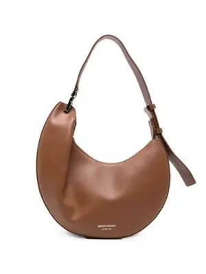 Emporio Armani Medium Leather Hobo Bag - Brown