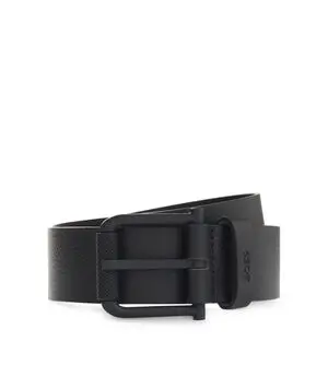 BOSS Grained Leather Belt With Embossed Logo - Black