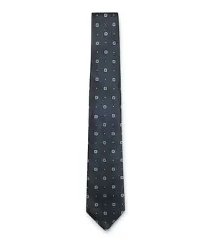 BOSS One Silk Tie With Jacquard Pattern - Dark Blue