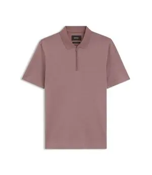 BOSS Zipper-neck Polo Shirt In A Cotton-silk Blend