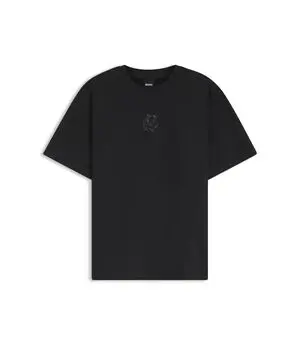 BOSS Mercerized Cotton T-shirt With Sequin-embroidered Monogram