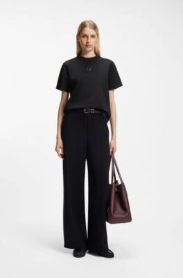 BOSS Mercerized Cotton T-shirt With Sequin-embroidered Monogram