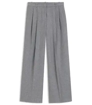BOSS Wide-leg Flannel Pants With Double Pleats