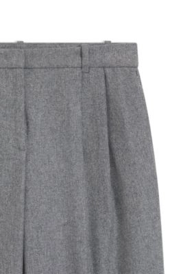 BOSS Wide-leg Flannel Pants With Double Pleats