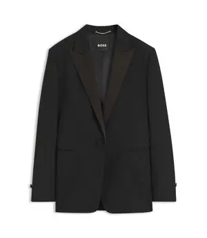BOSS Regular-fit Tuxedo Blazer In Virgin Wool - Black
