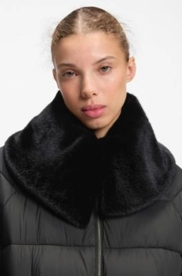 Hugo Water-repellent Puffer Jacket With Detachable Faux-fur Collar