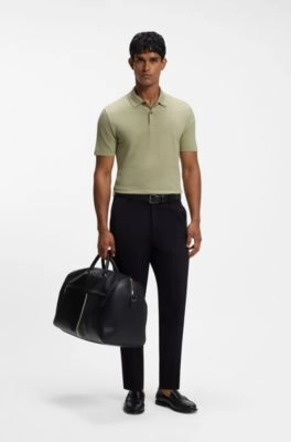 BOSS Cotton-blend Polo Shirt With Bubble-structured Jacquard