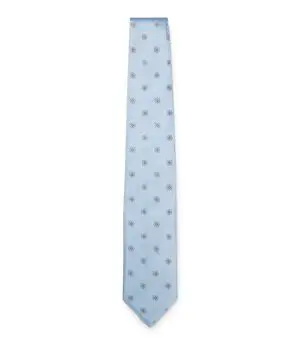BOSS One Silk Tie With Jacquard Pattern - Light Blue