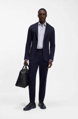 BOSS Regular-fit Dress Shirt In Stretch Jersey - Dark Blue