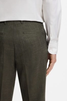 BOSS Slim-fit Virgin Wool And Linen Trousers