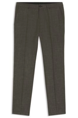 BOSS Slim-fit Virgin Wool And Linen Trousers