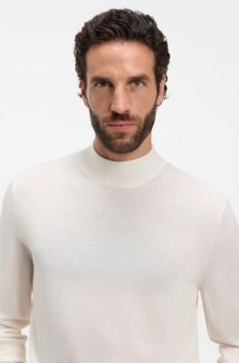 BOSS Mock Neck Sweater In Extra-fine Merino Wool