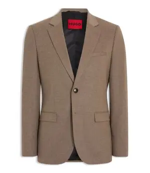 Hugo Extra-slim-fit Suit Jacket In Melange Flannel