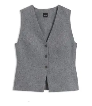 BOSS Slim-fit Vest In Melange Flannel - Light Grey
