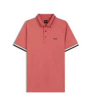 BOSS Active Slim-fit Polo Shirt With Branded Details - Pink