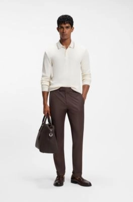 BOSS Waffle-textured Polo Shirt In Stretch Cotton