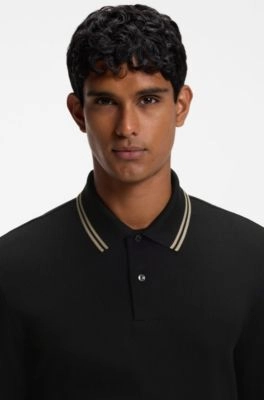 BOSS Waffle-textured Polo Shirt In Stretch Cotton