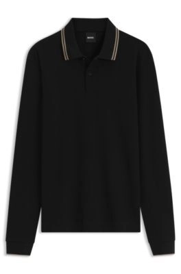 BOSS Waffle-textured Polo Shirt In Stretch Cotton