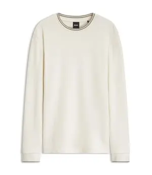 BOSS Long-sleeve T-shirt In Waffle-textured Stretch Cotton