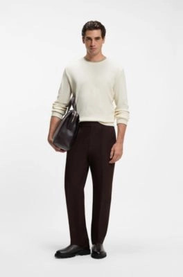 BOSS Long-sleeve T-shirt In Waffle-textured Stretch Cotton