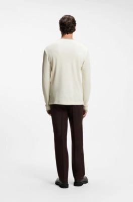 BOSS Long-sleeve T-shirt In Waffle-textured Stretch Cotton