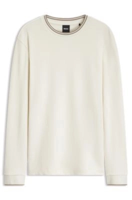 BOSS Long-sleeve T-shirt In Waffle-textured Stretch Cotton
