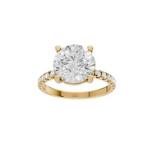 AYA FINE JEWELRY Round Lab Diamond Solitaire Engagement Ring - Yellow