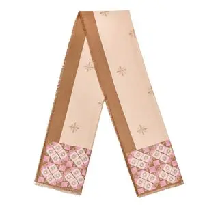 ASYII Brown / Pink Sweet Prelude Silk-wool Long Wrap - Brown/pink