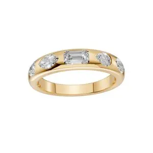 AYA FINE JEWELRY Mixed Shape Lab Diamond Geometric Flush Set Ring In 14kt Gold - Yellow