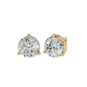 AYA FINE JEWELRY Handcrafted Round Lab Diamond Martini Stud Earrings - Yellow