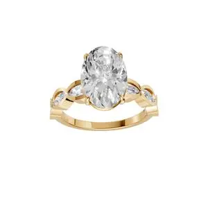 AYA FINE JEWELRY Oval Lab Diamond Engagement Ring Marquise Leaf Vine Ring In 10kt Gold - Yellow