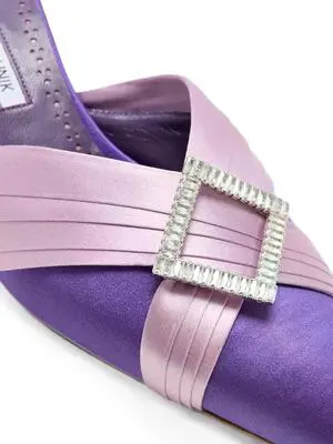 Manolo Blahnik Vieras Crystal-embellished Pointed-toe Heeled Mules