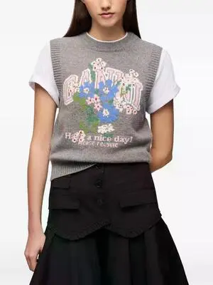 GANNI Floral Intarsia Knit Vest