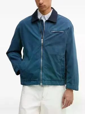LES DEUX Contrast-collar Zip-up Jacket - Blue