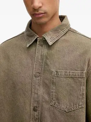 LES DEUX Washed-denim Chest-pocket Shirt