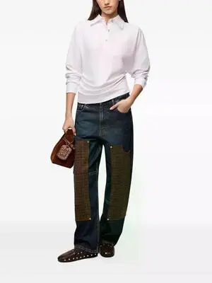 GANNI Cotton Jersey Polo Shirt With Ruched Detailing