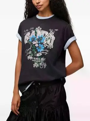 GANNI T-shirt With Flowers