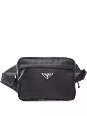 Prada 2010s Logo-plaque Belt Bag - Black