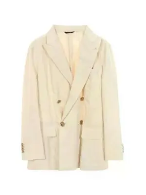 Giorgio Armani 2000s Raw-edge Double-breasted Blazer - Neutrals