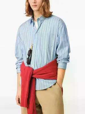AMI Paris Boxy Striped Cotton Shirt With Embossed De Coeur